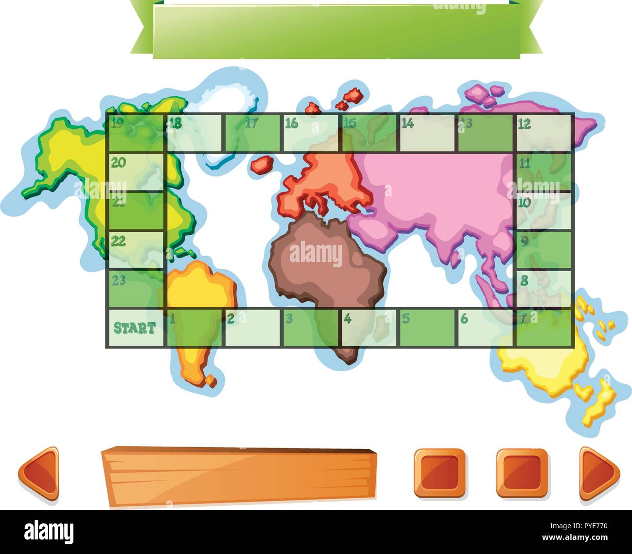 Boardgame template with worldmap background illustration Stock Vector ...