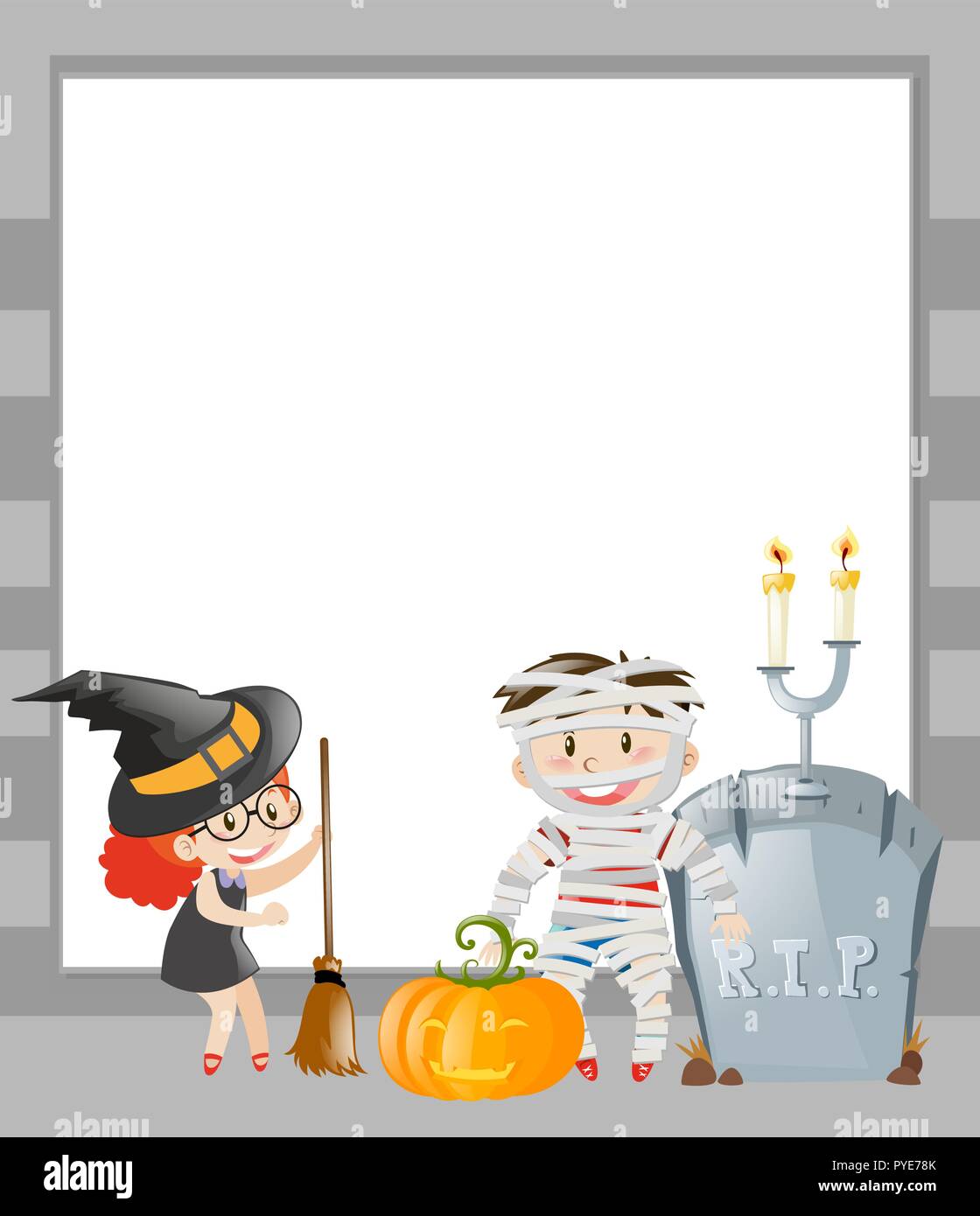 Frame template with halloween theme illustration Stock Vector Image ...