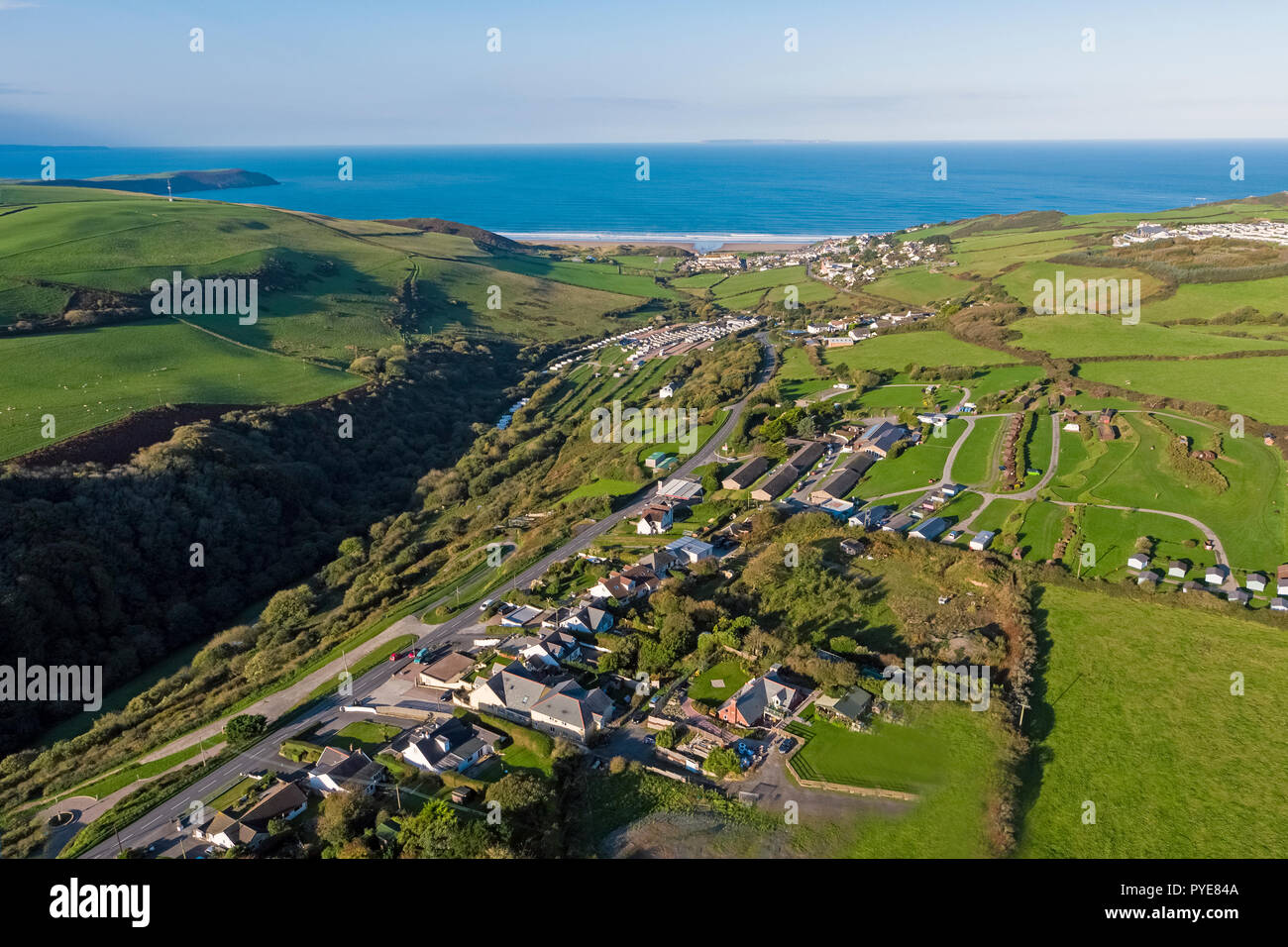 Aerial view over Woolacombe, North Devon, England Stock Photo - Alamy