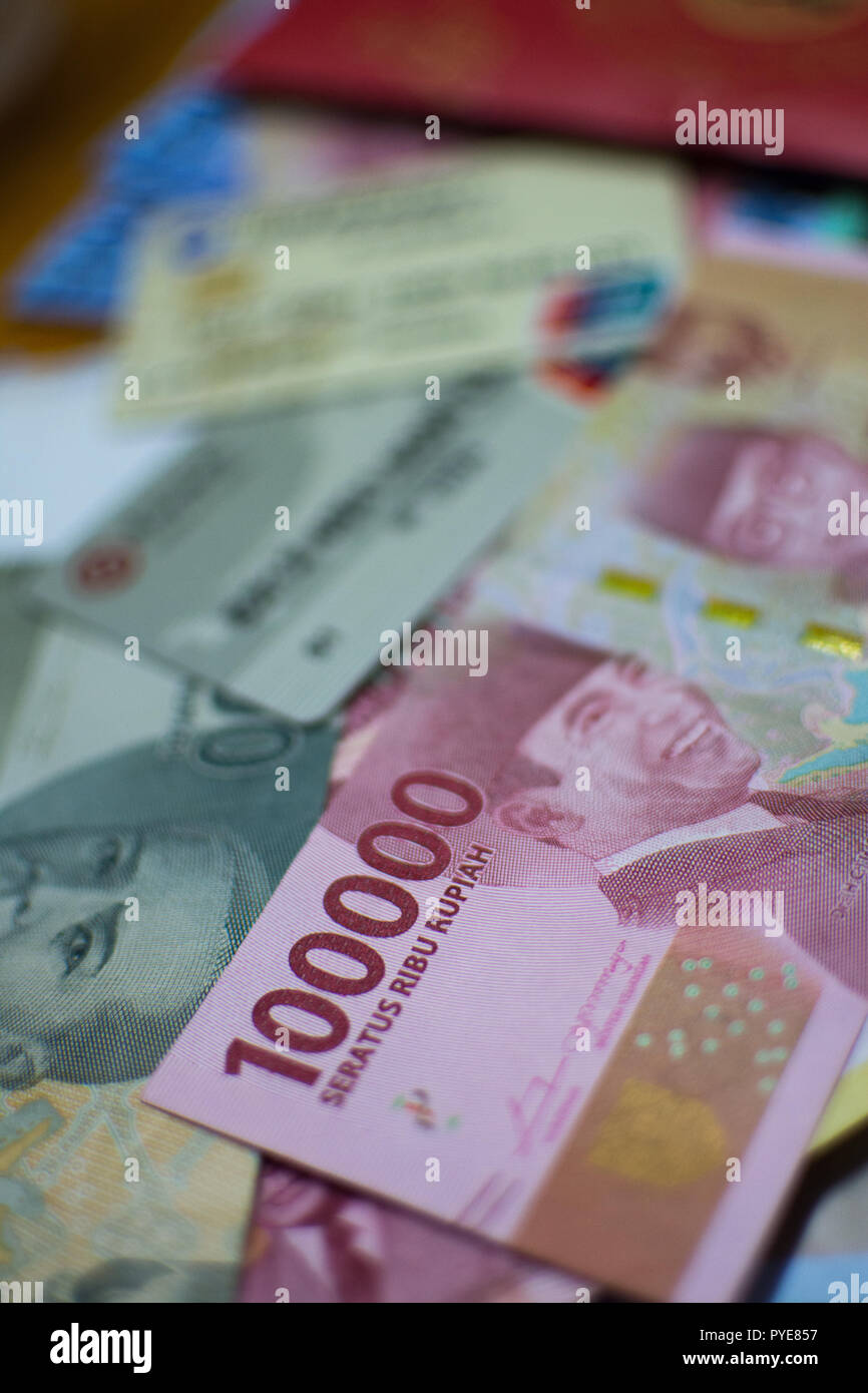 colorful Indonesia banknotes stacked Stock Photo - Alamy