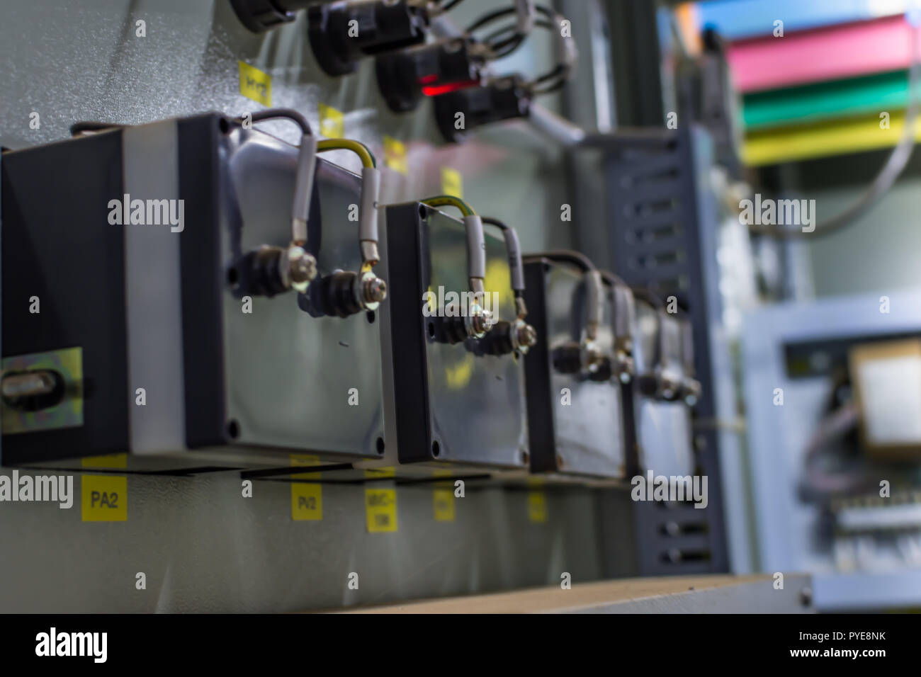 electrical elements in a electrical cabinet Stock Photo - Alamy