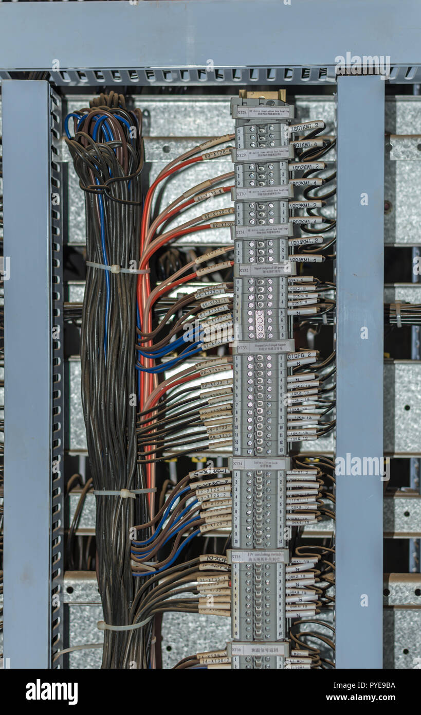 electrical elements in a electrical cabinet Stock Photo - Alamy