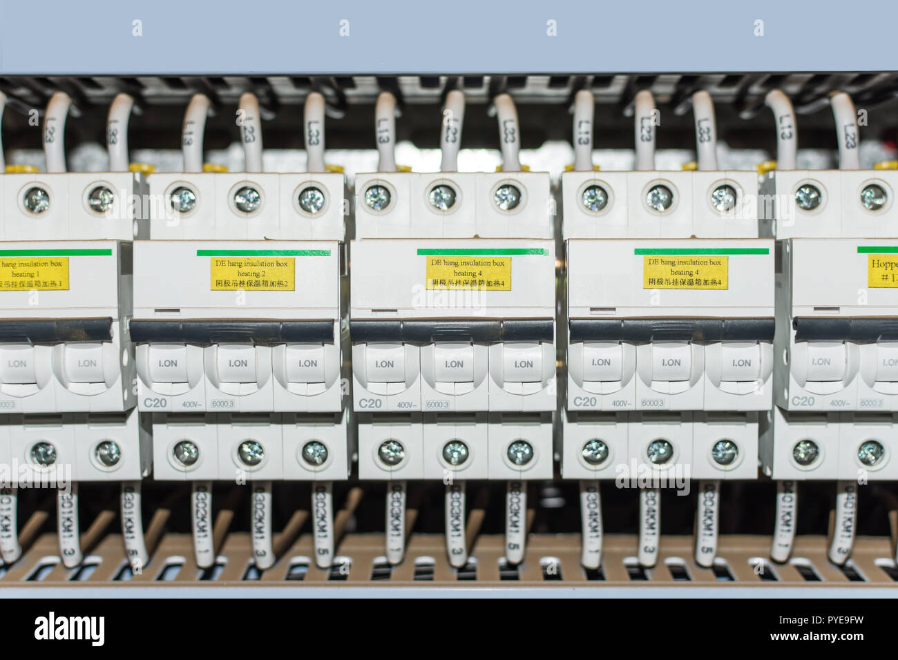 electrical elements in a electrical cabinet Stock Photo - Alamy