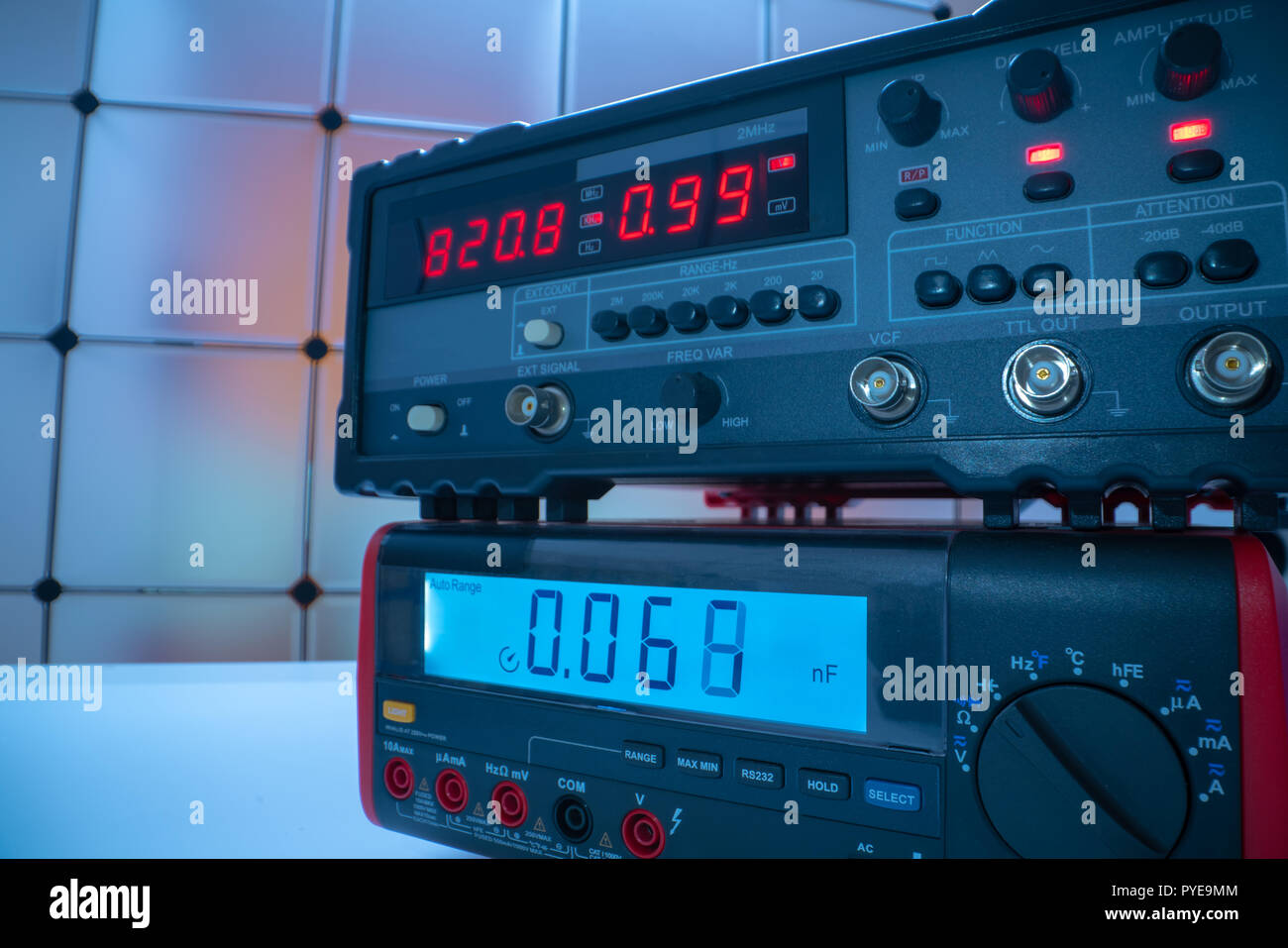 Electronic measuring instrument. Function generator and Multimeter ...