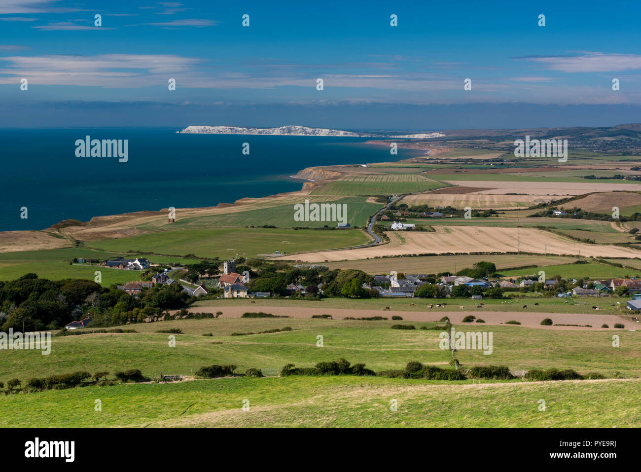 the coastline and landscape of the isle of wight viewed from st ...
