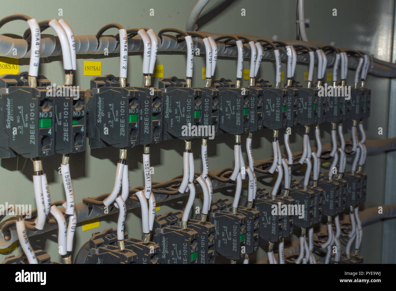 electrical elements in a electrical cabinet Stock Photo - Alamy