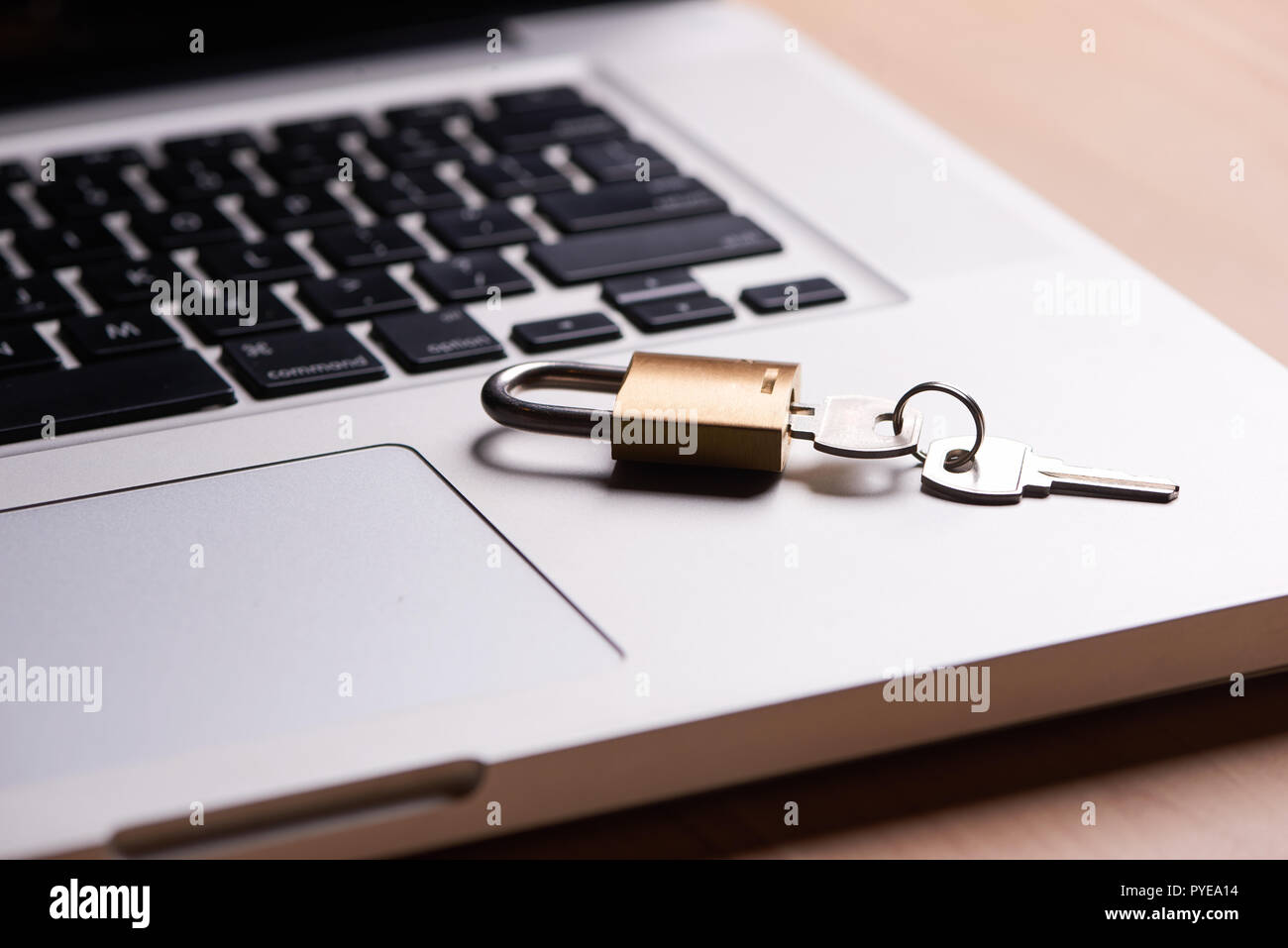 Computer security and data protection concept. Laptop with an locked ...