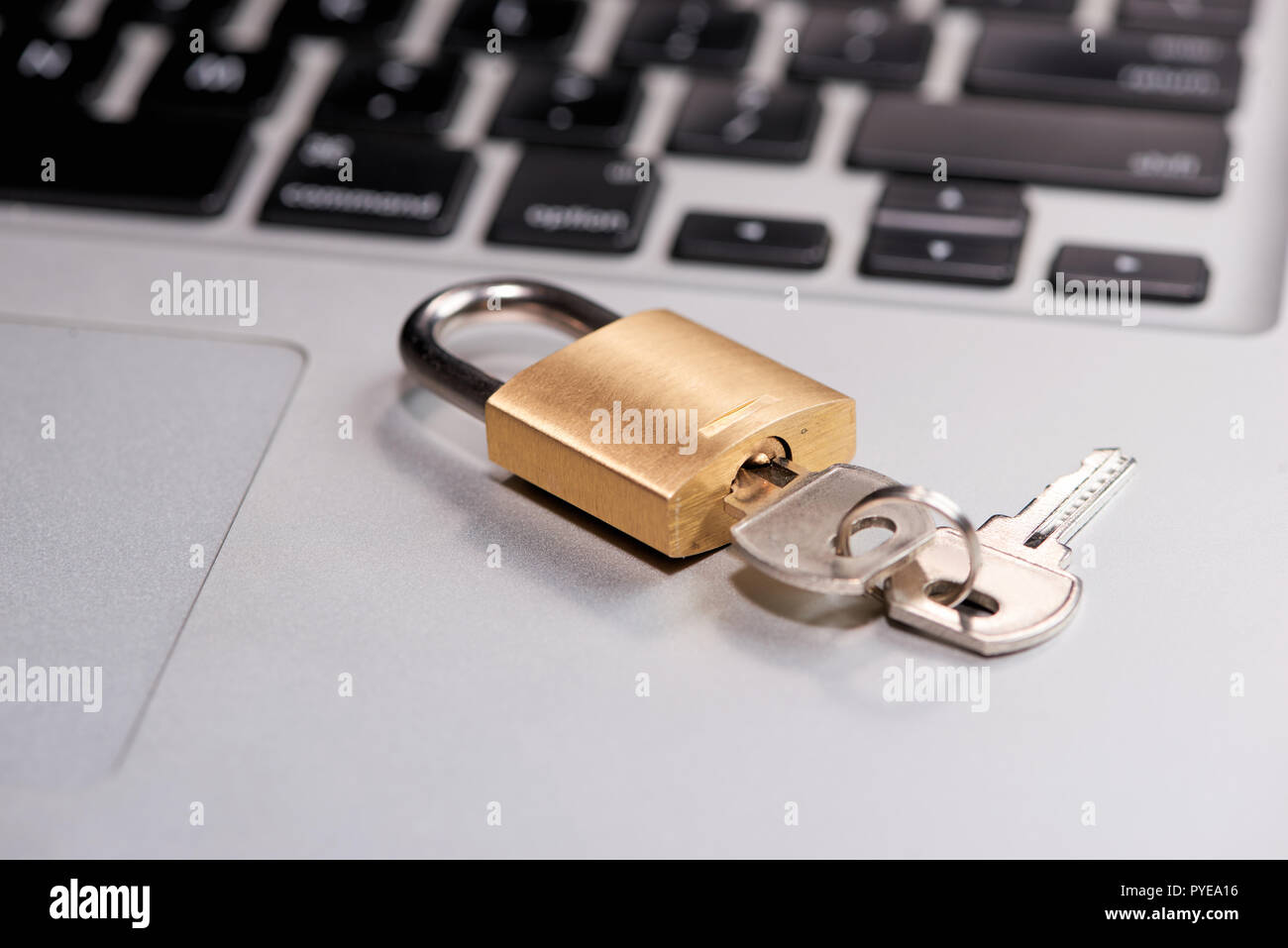 Computer security and data protection concept. Laptop with an locked ...