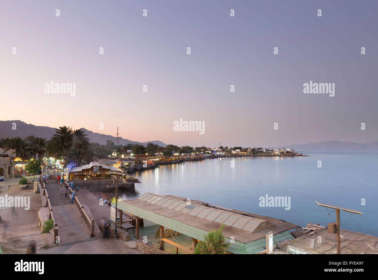 View over the seafront of Dahab at night, Sinai, Egypt Stock Photo - Alamy