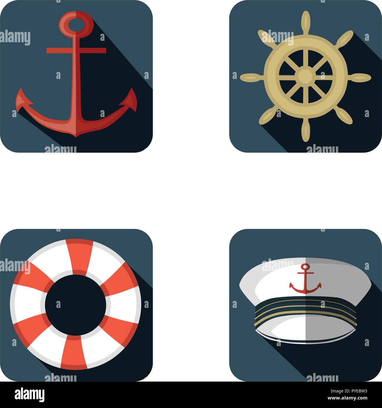 Navy icon set, flat design, vector illustration Stock Vector Image ...
