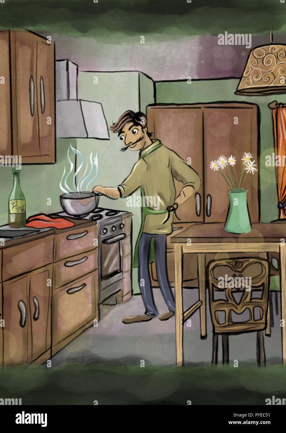 man cooking in the kitchen Stock Photo - Alamy