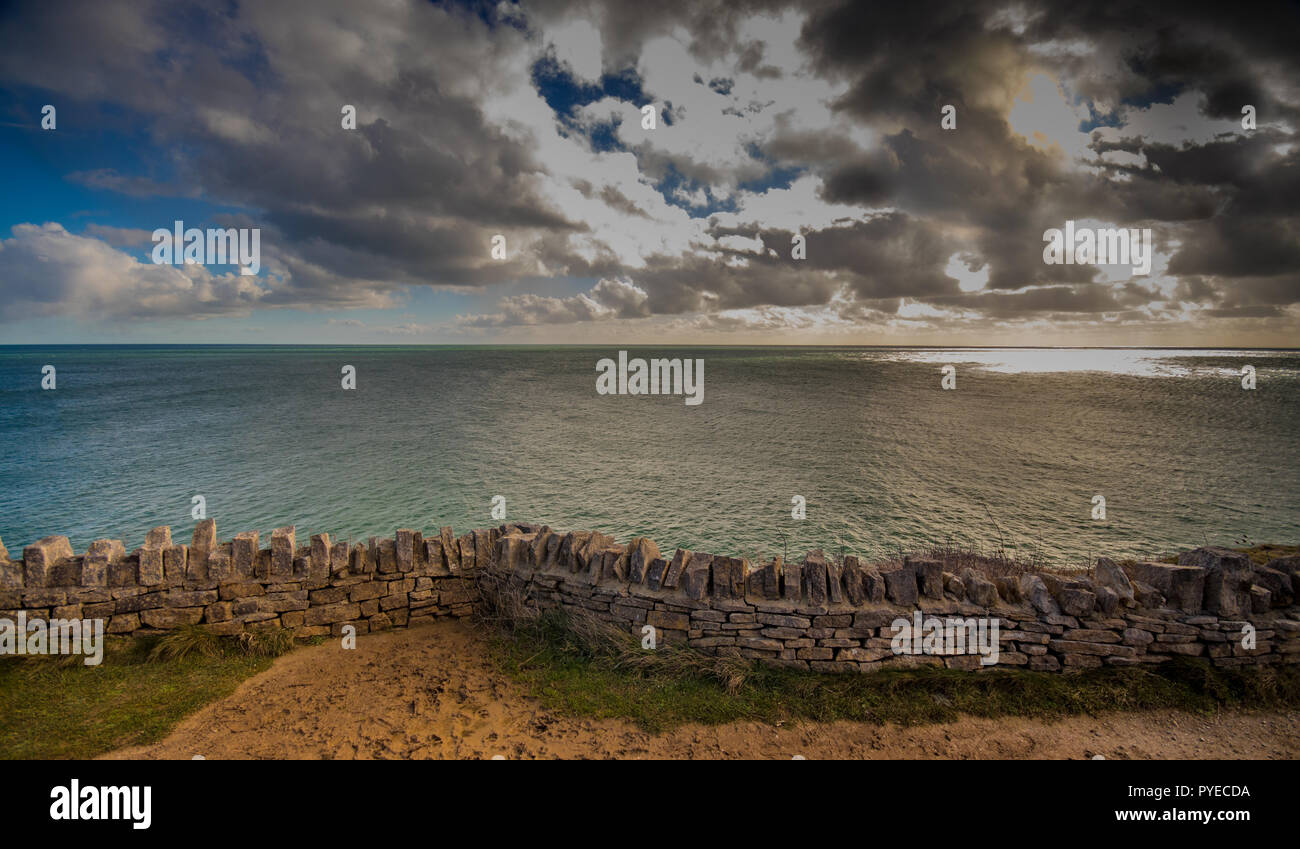 Seascape from the South West coast path at Durlston Country Park near ...