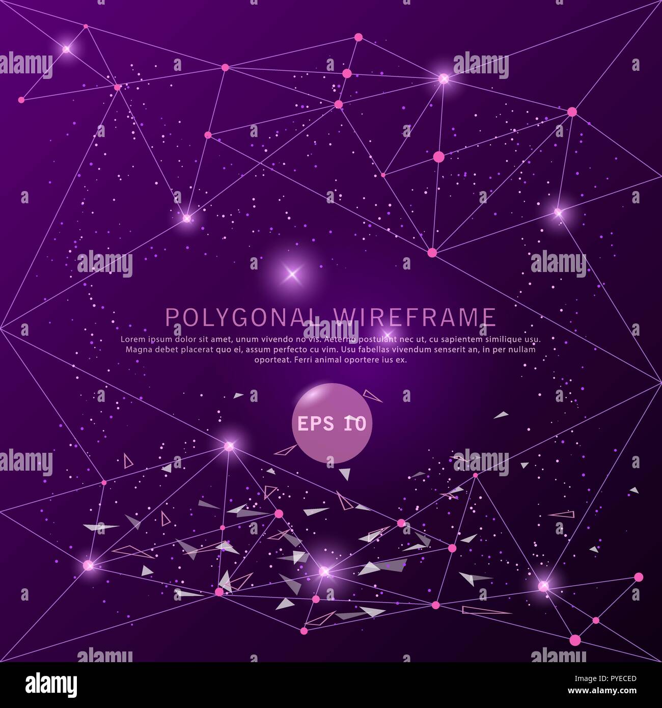 Abstract purple background polygonal digitally drawn futuristic low ...