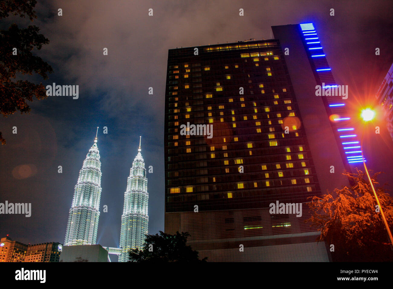 Petronas Towers from behind the Traders Hotel, Kuala Lumpur city centre ...