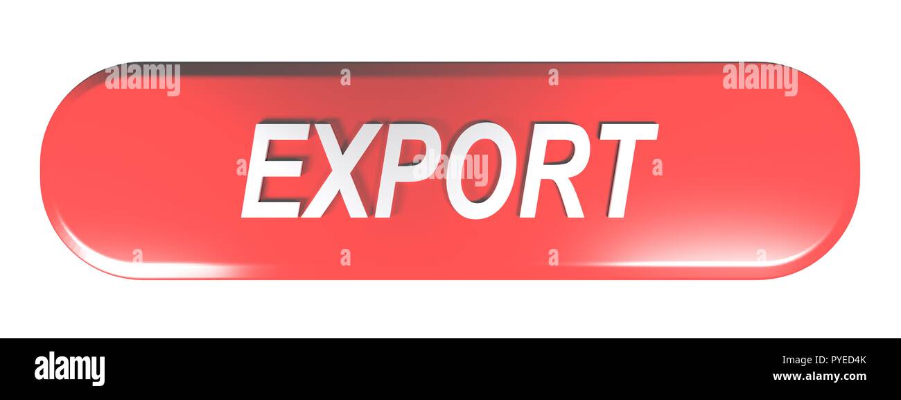 Red rounded rectangle push button EXPORT - 3D rendering Stock Photo - Alamy