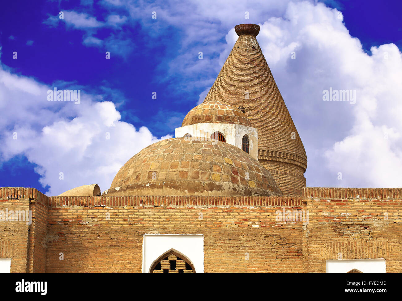 Old-time central asian building with small dome and turret Stock Photo ...
