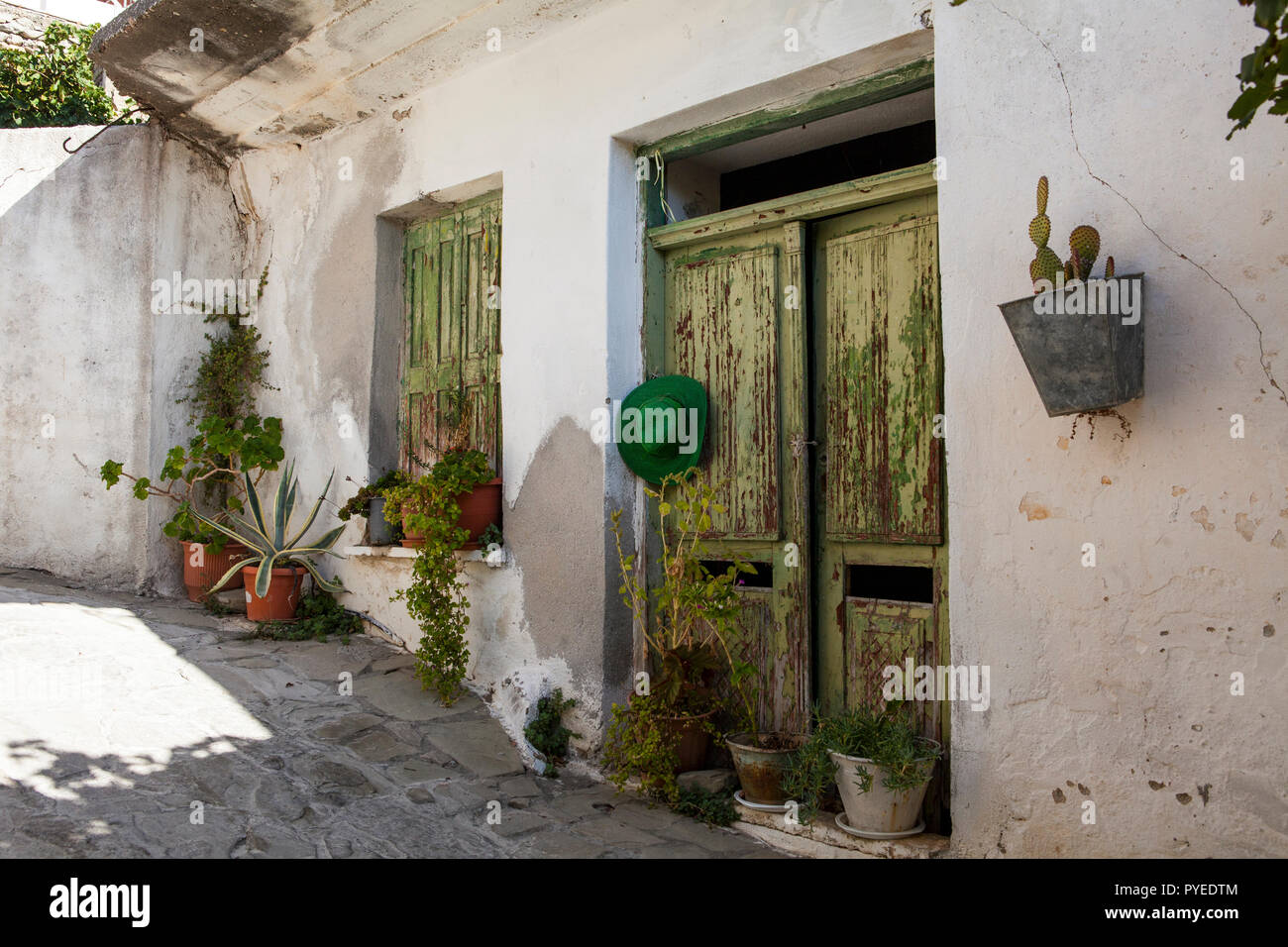 Traditional houses and old buildings at the village of Anatoli, Crete ...