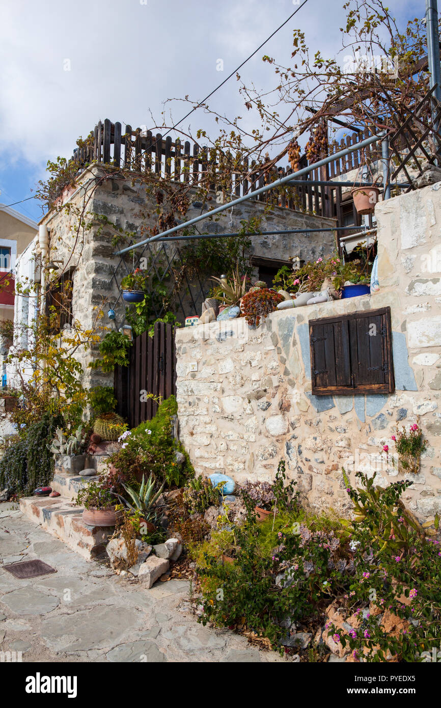 Traditional houses and old buildings at the village of Anatoli, Crete ...