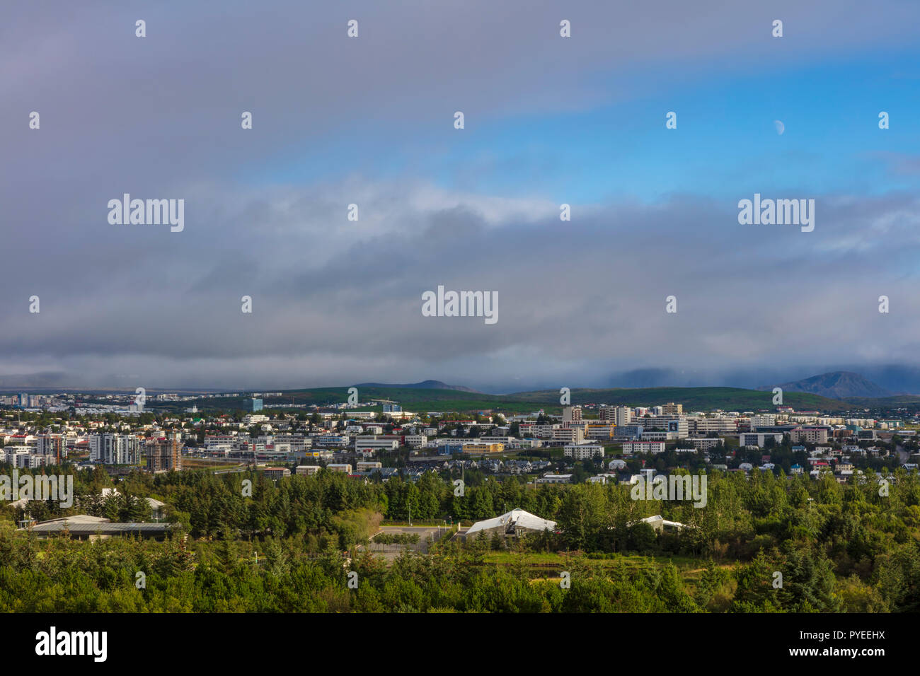 A cityscape of Reykjavík, the capital and largest city of Iceland ...