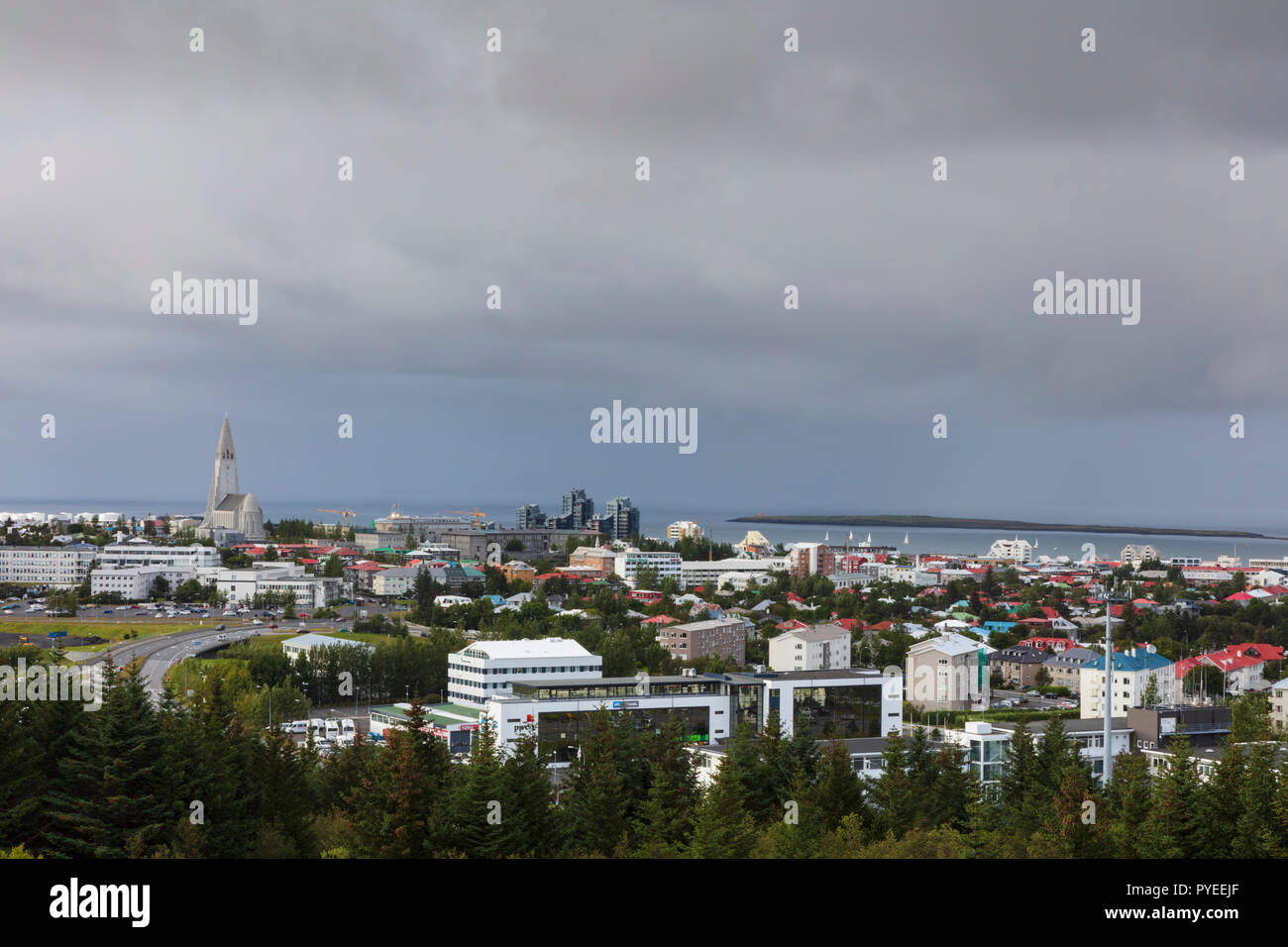A cityscape of Reykjavík, the capital and largest city of Iceland ...
