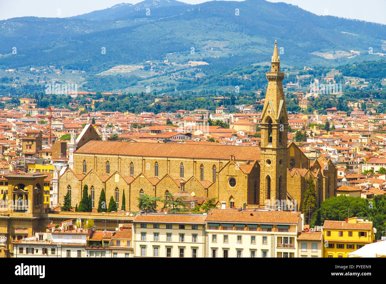 Landscape view of the historic buildings of Florence, Italy on a sunny ...