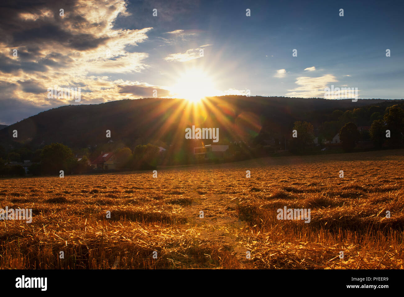 evening scene in a mountains landscape Stock Photo - Alamy