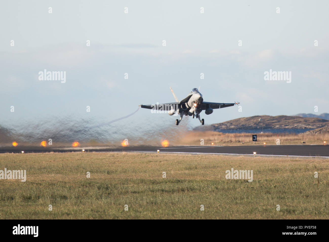 A Canadian CF-18 taking off from Bodø Air Base during exercise trident ...