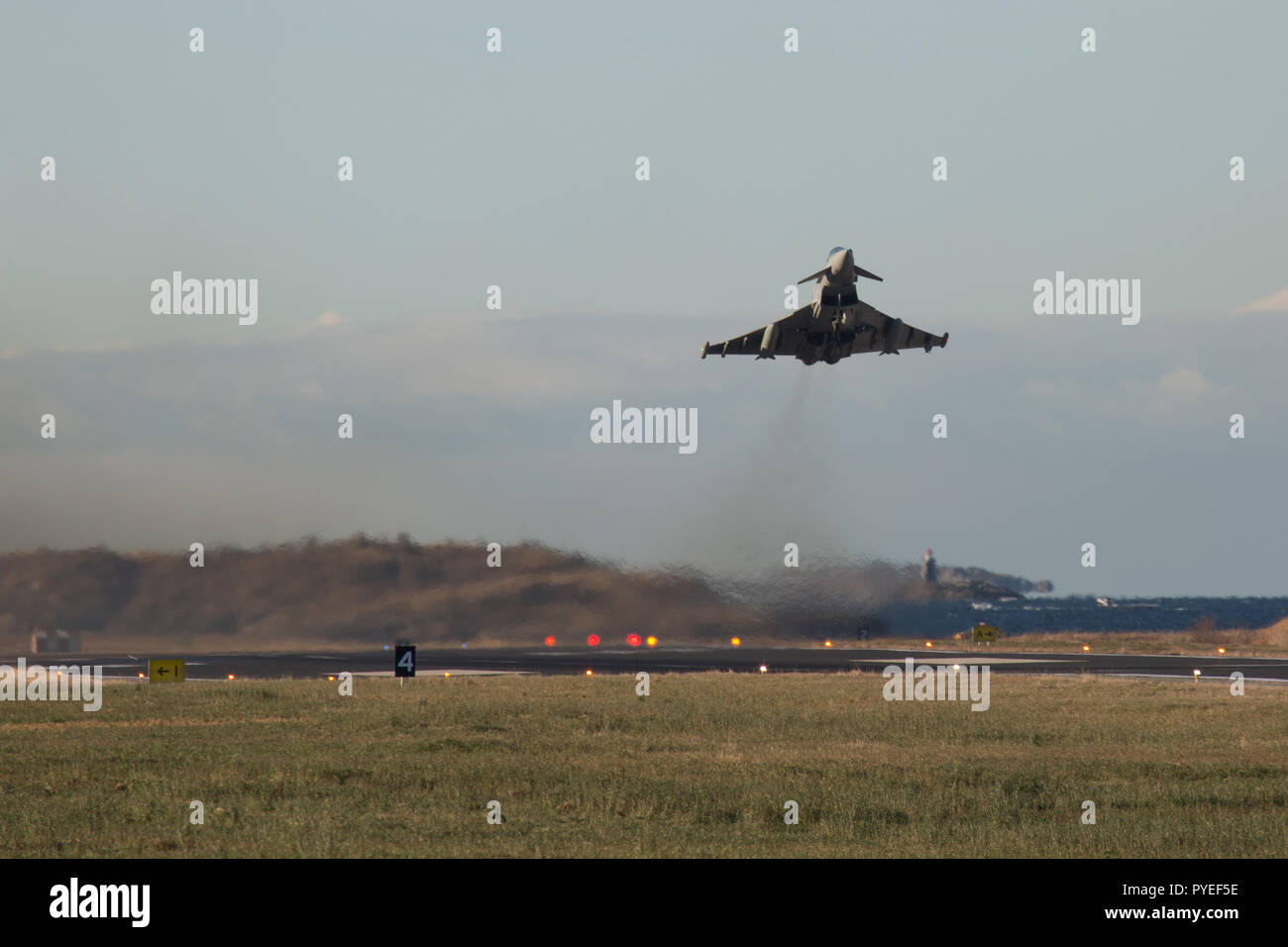 A Italian Typhoon Eurofighter taking off from Bodø Air Base Stock Photo ...
