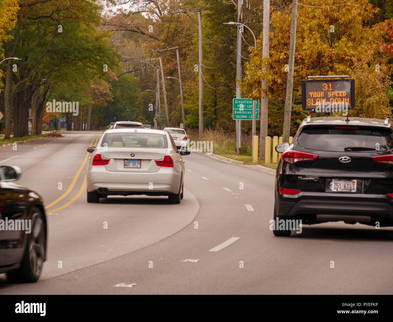 Electronic speed limit sign Stock Photo - Alamy