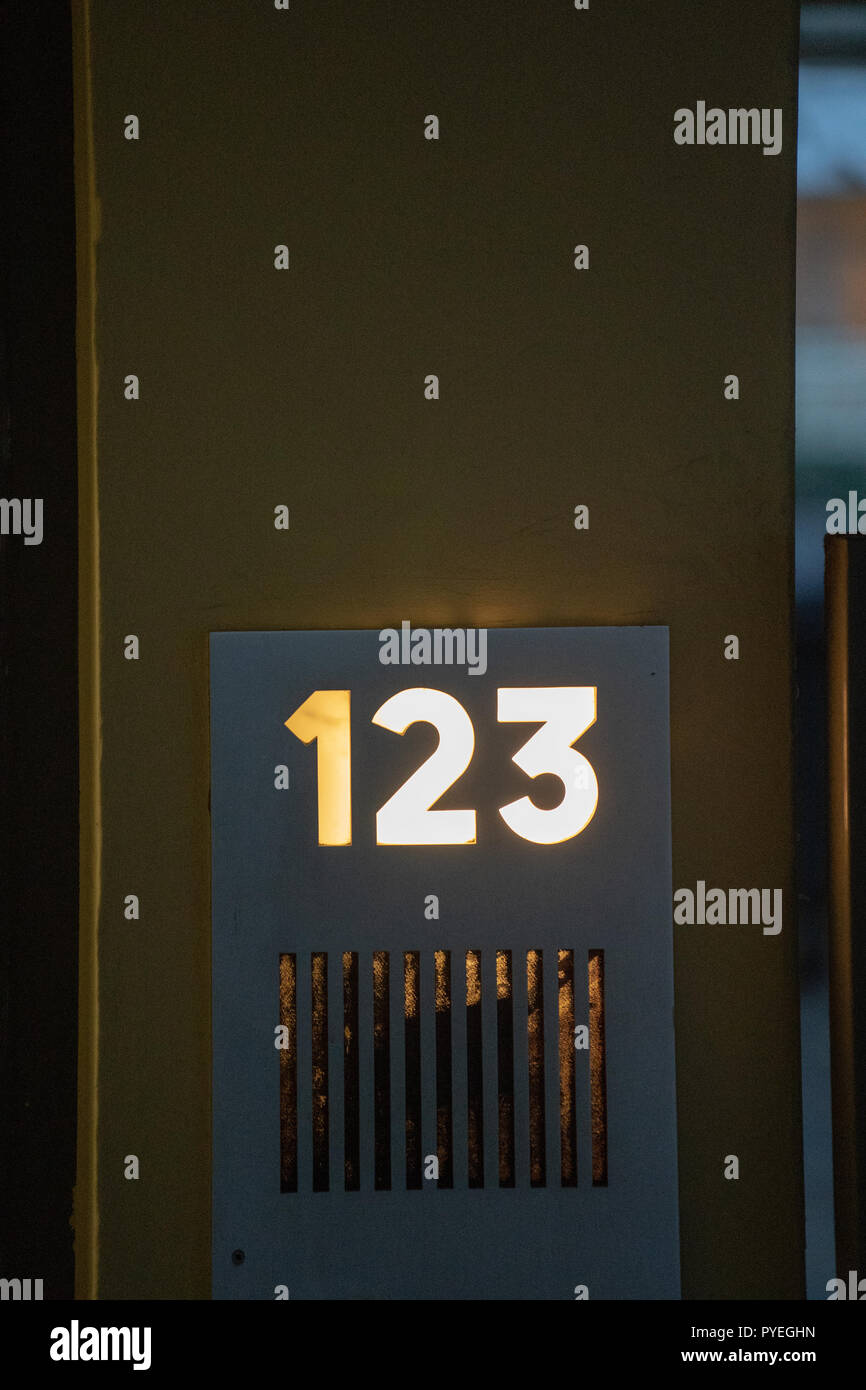 Illuminated House Number 123 Stock Photo - Alamy