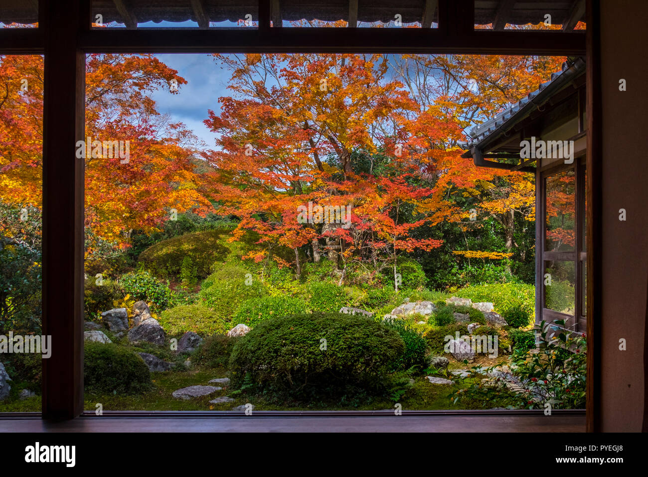 Famous Genko-an Temple with window of enlightenment and window of ...