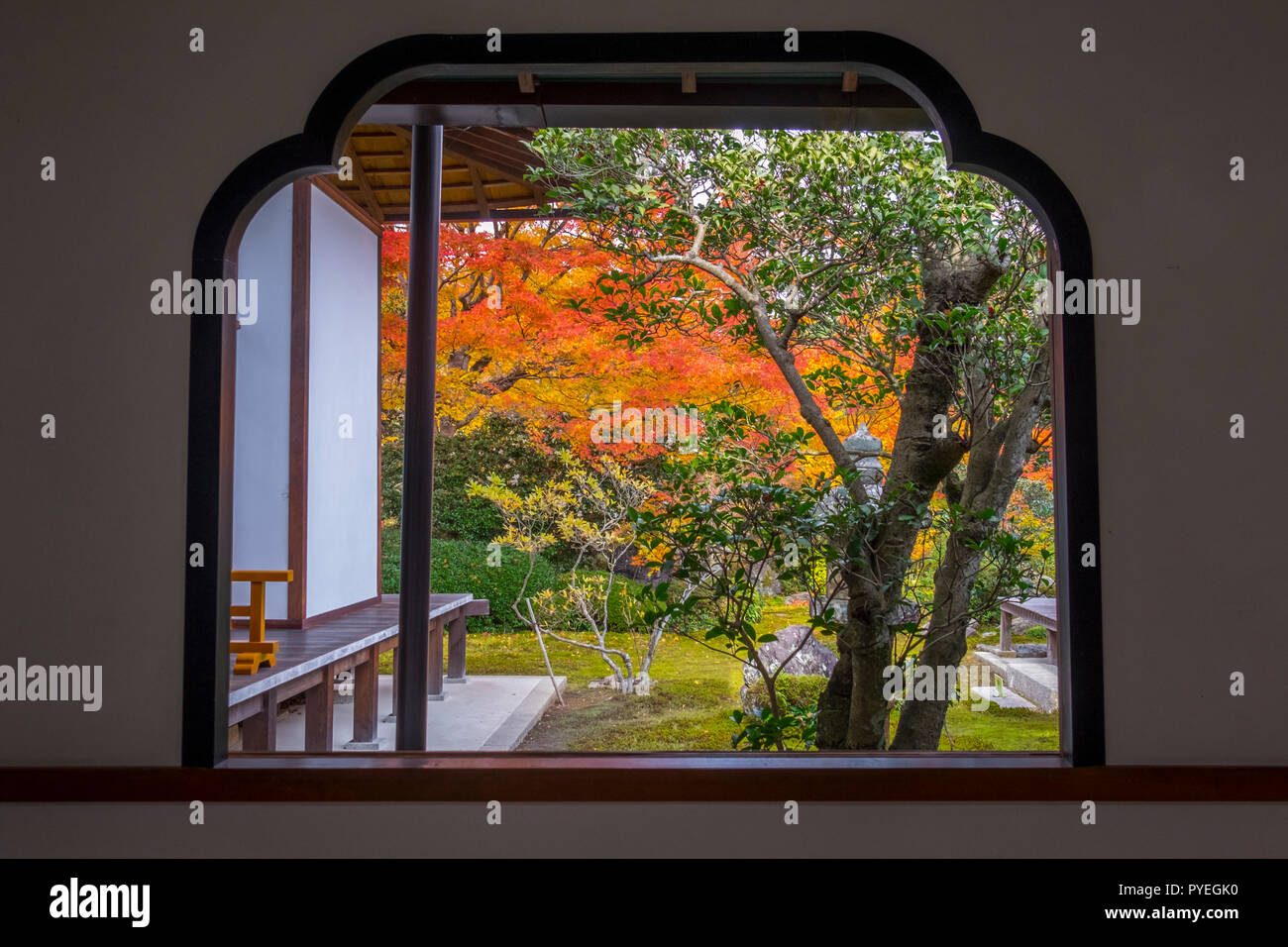 Famous Genko-an Temple with window of enlightenment and window of ...