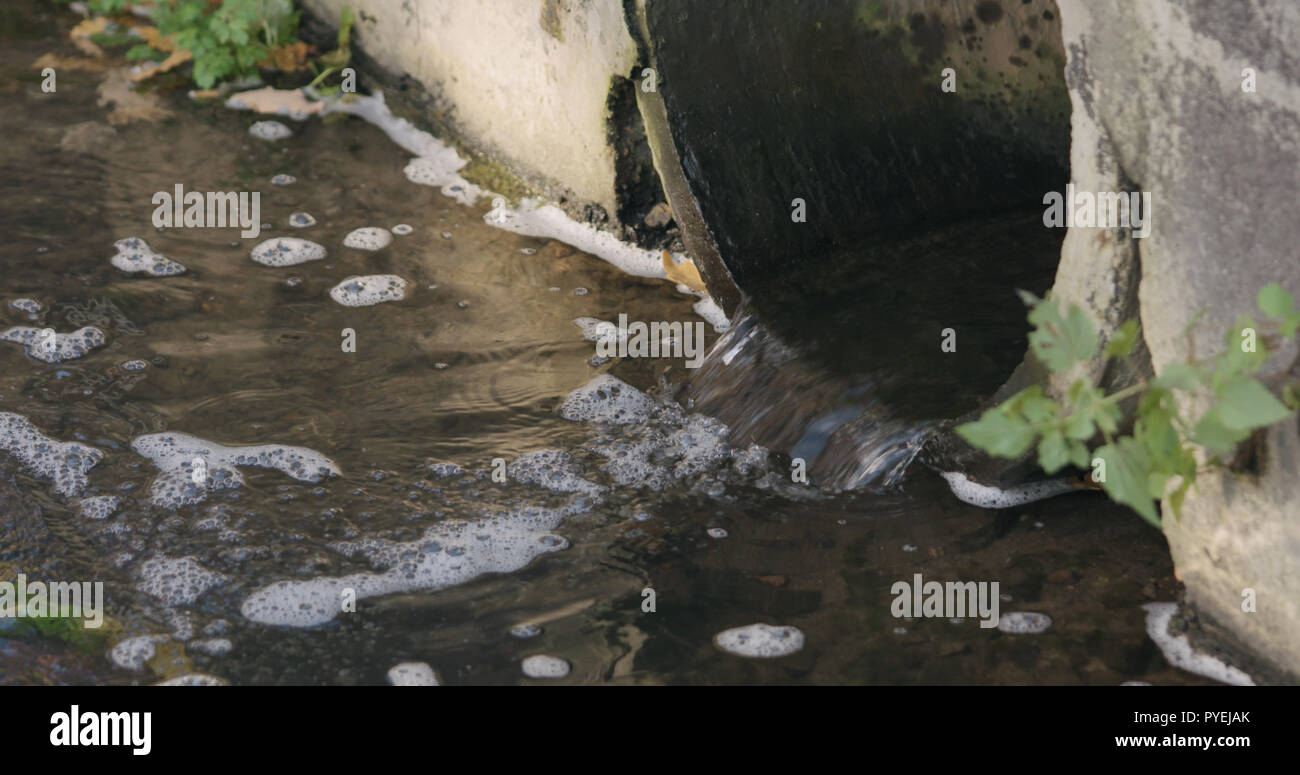 small stream of water flowing from pipe, wide photo Stock Photo - Alamy