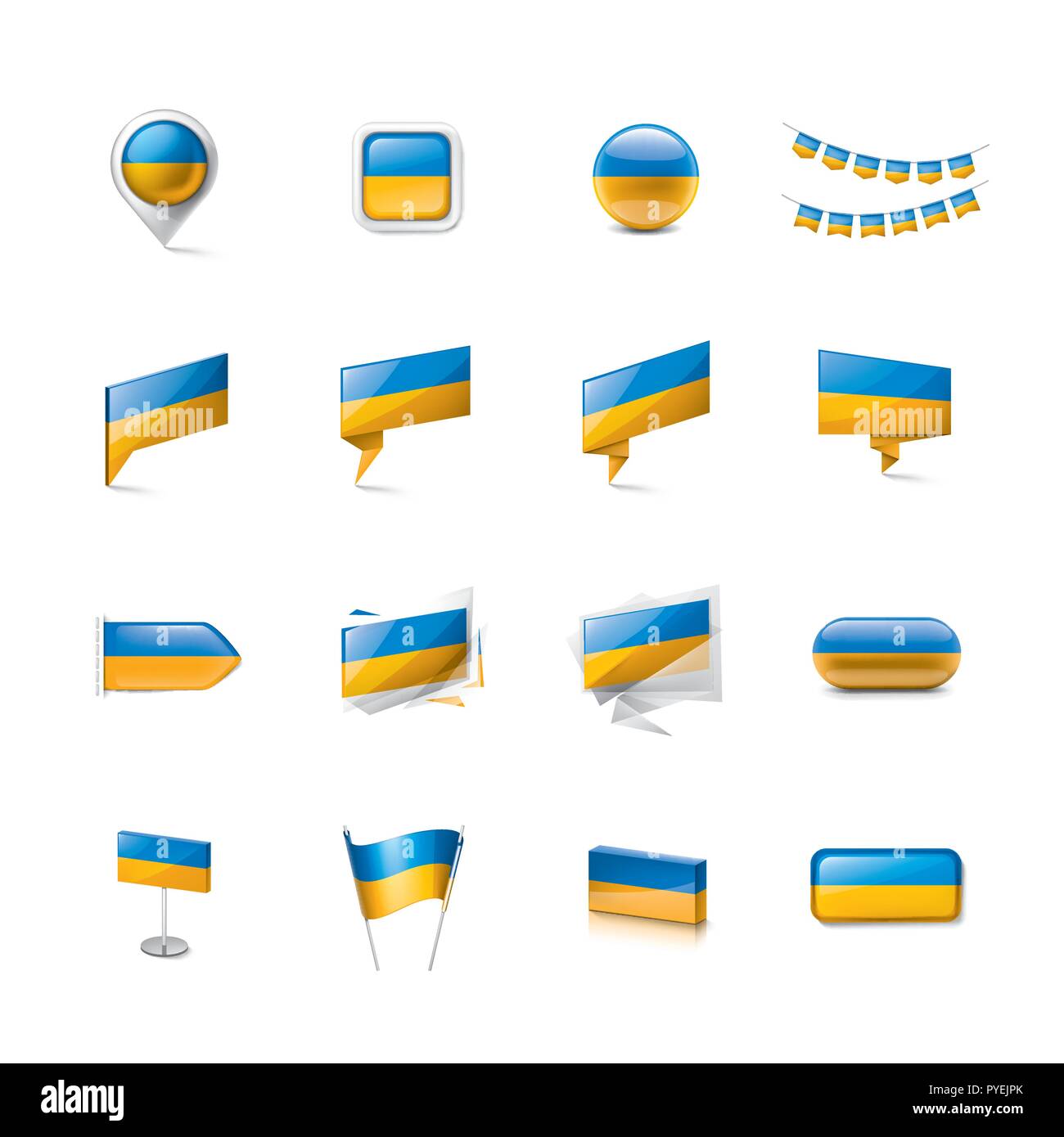 Ukraine flag, vector illustration on a white background Stock Vector ...