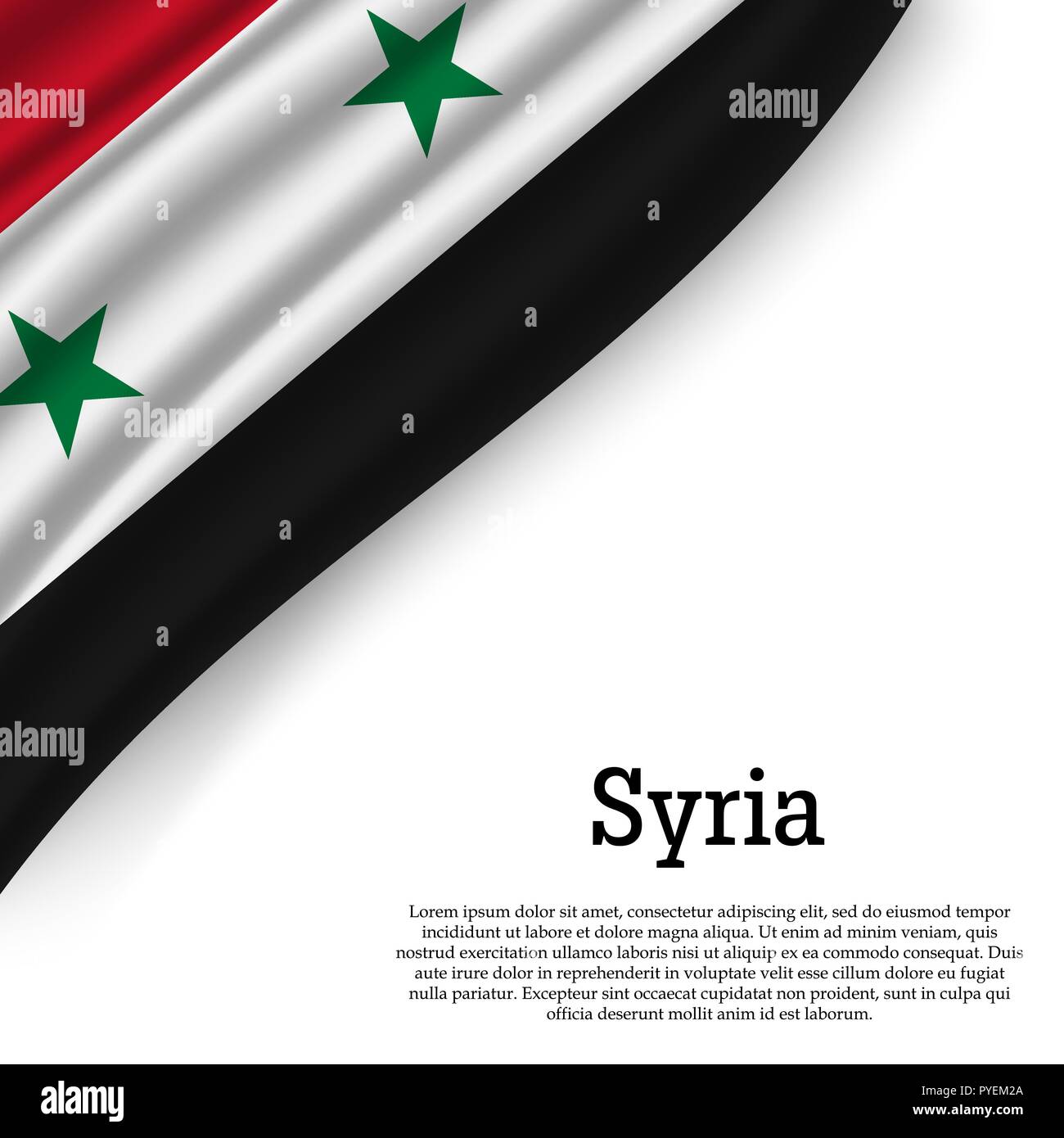 waving flag of Syria on white background. Template for independence day ...