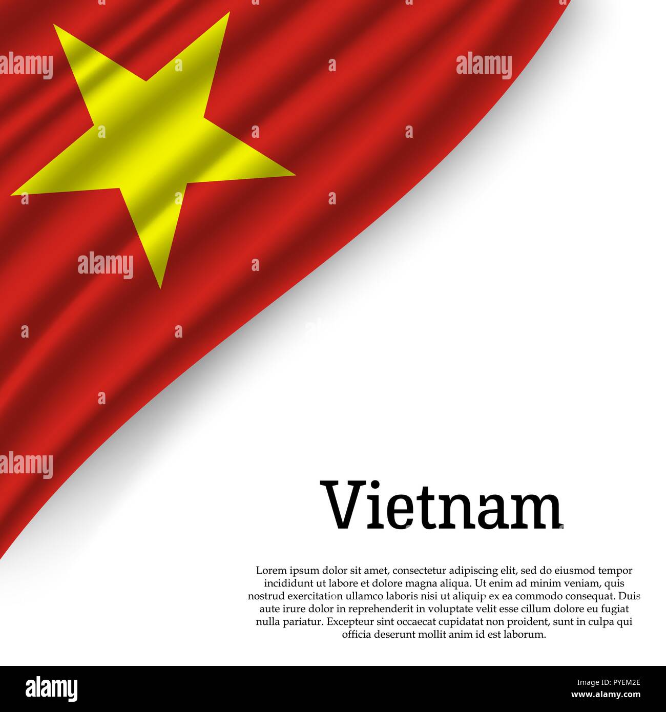 waving flag of Vietnam on white background. Template for independence ...