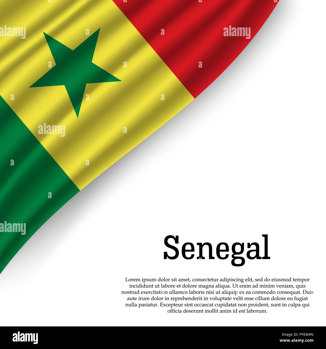 waving flag of Senegal on white background. Template for independence day. vector illustration ...