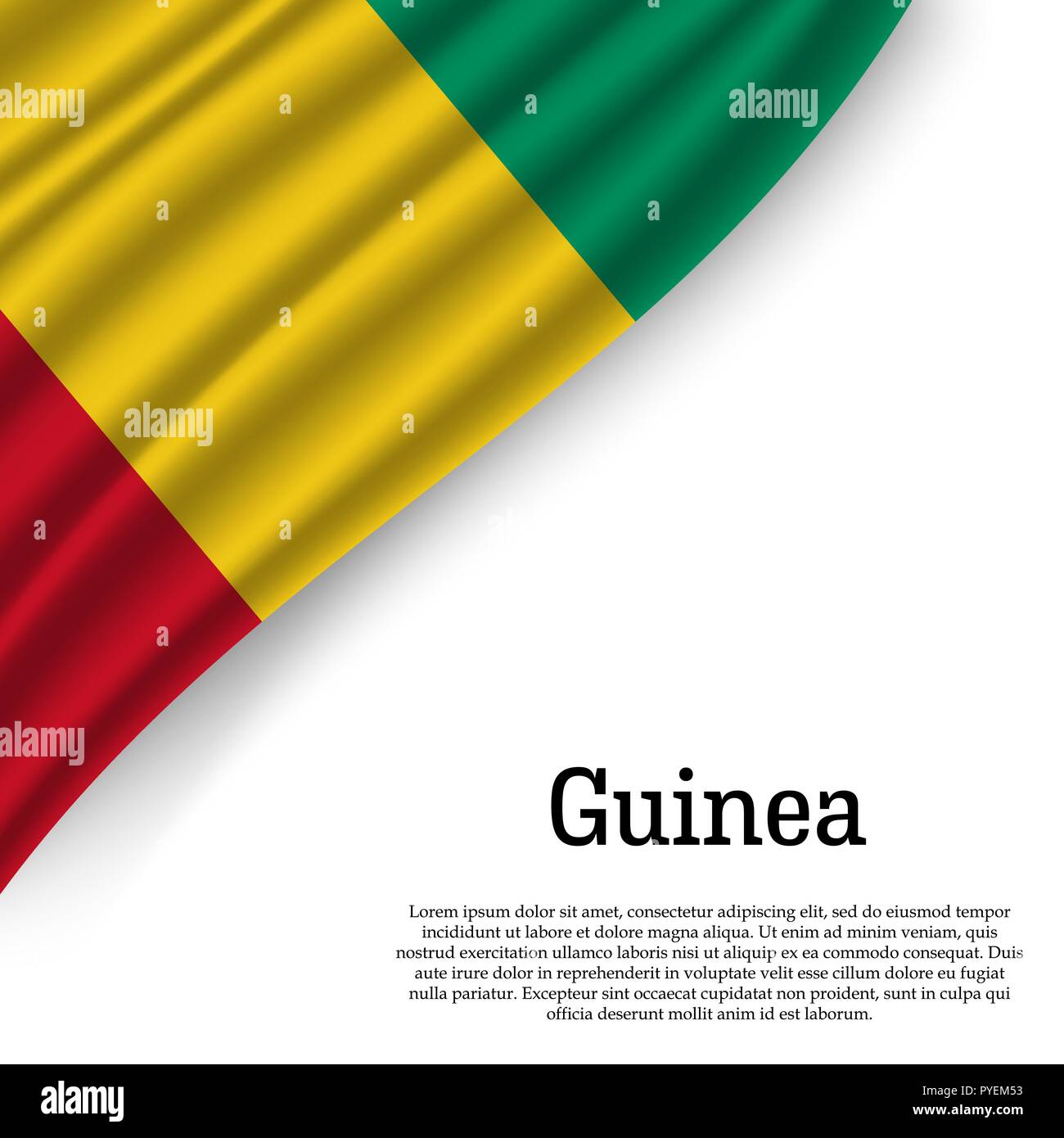 waving flag of Guinea on white background. Template for independence ...