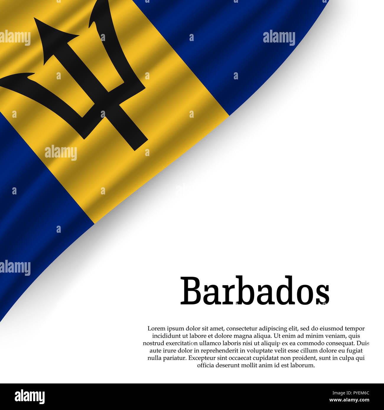 waving flag of Barbados on white background. Template for independence ...