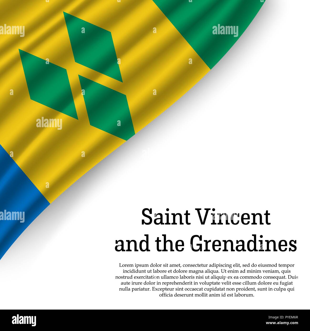 waving flag of Saint Vincent and the Grenadines on white background ...