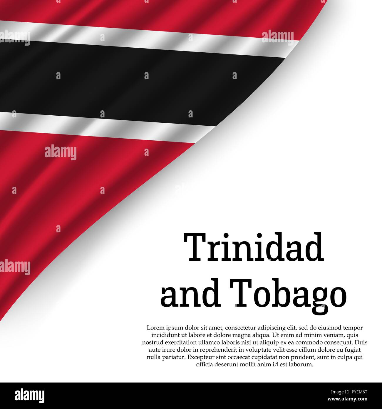 waving flag of Trinidad and Tobago on white background. Template for independence day. vector ...