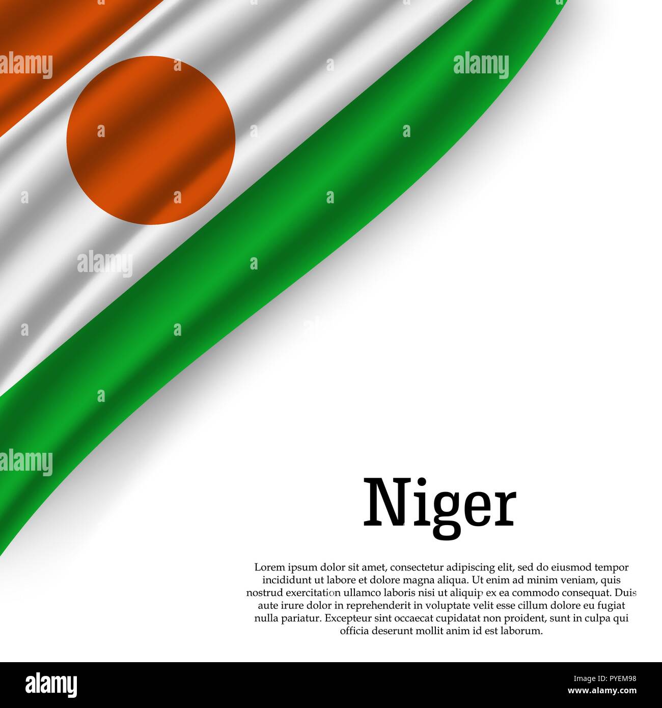 waving flag of Niger on white background. Template for independence day ...