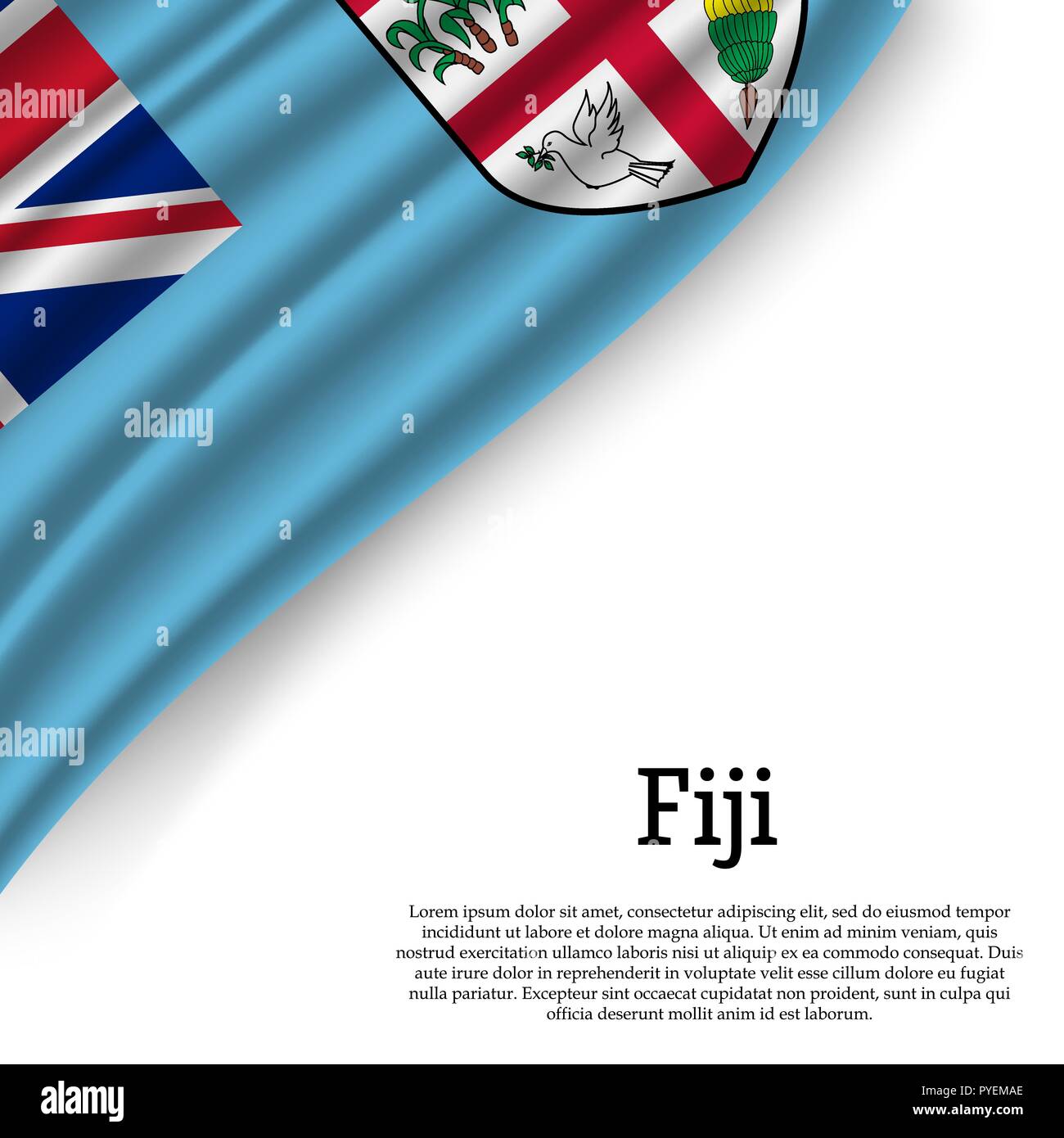 waving flag of Fiji on white background. Template for independence day. vector illustration ...