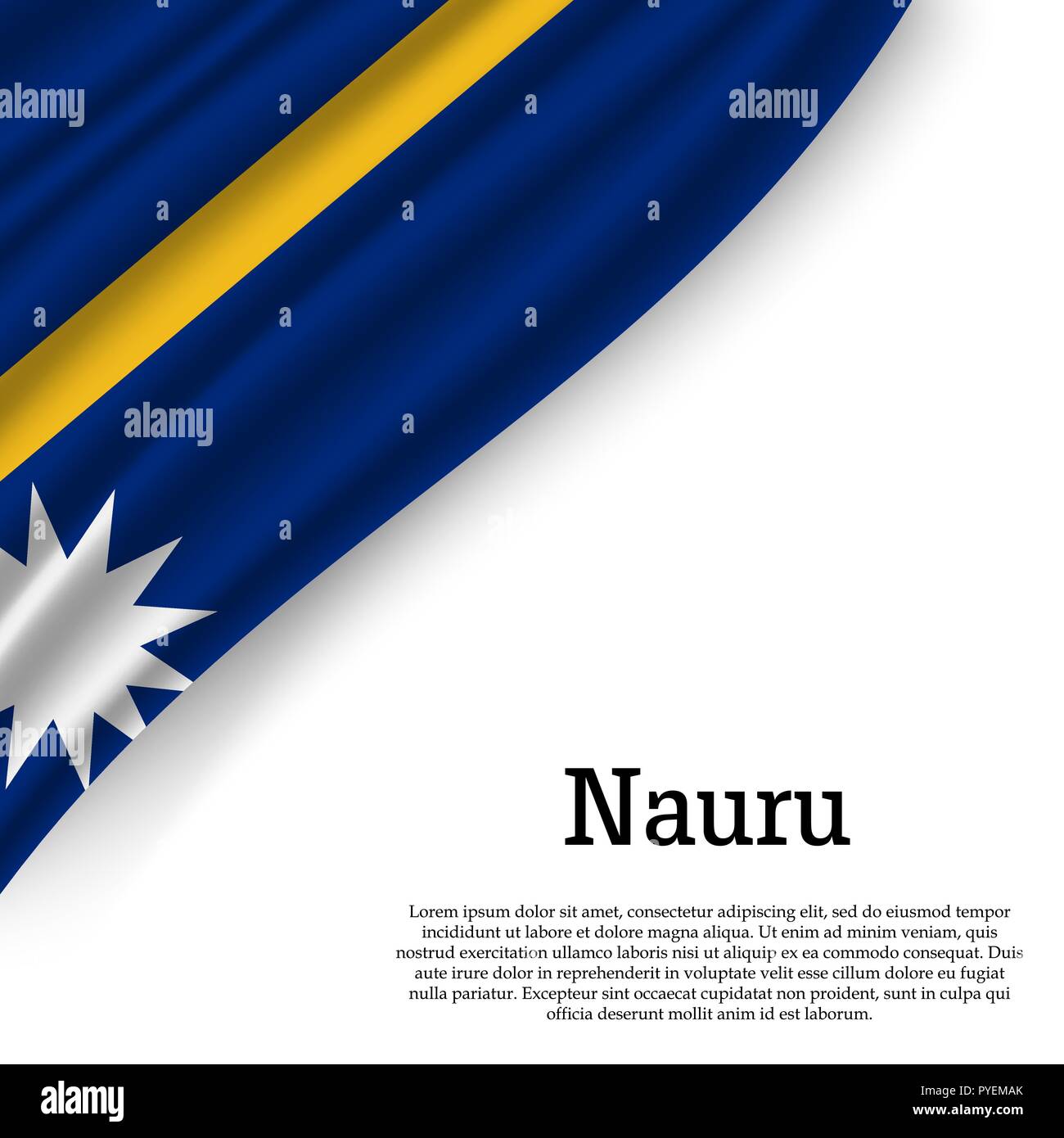 waving flag of Nauru on white background. Template for independence day ...