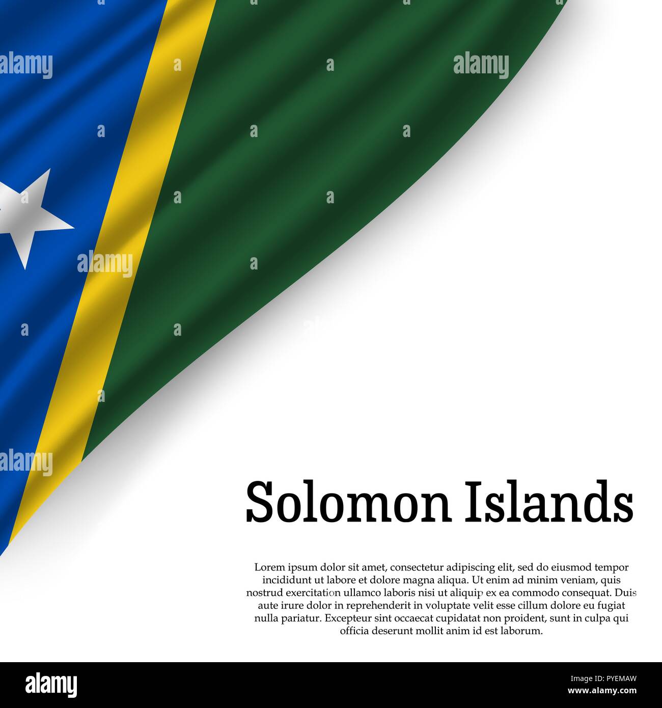 waving flag of Solomon Islands on white background. Template for ...