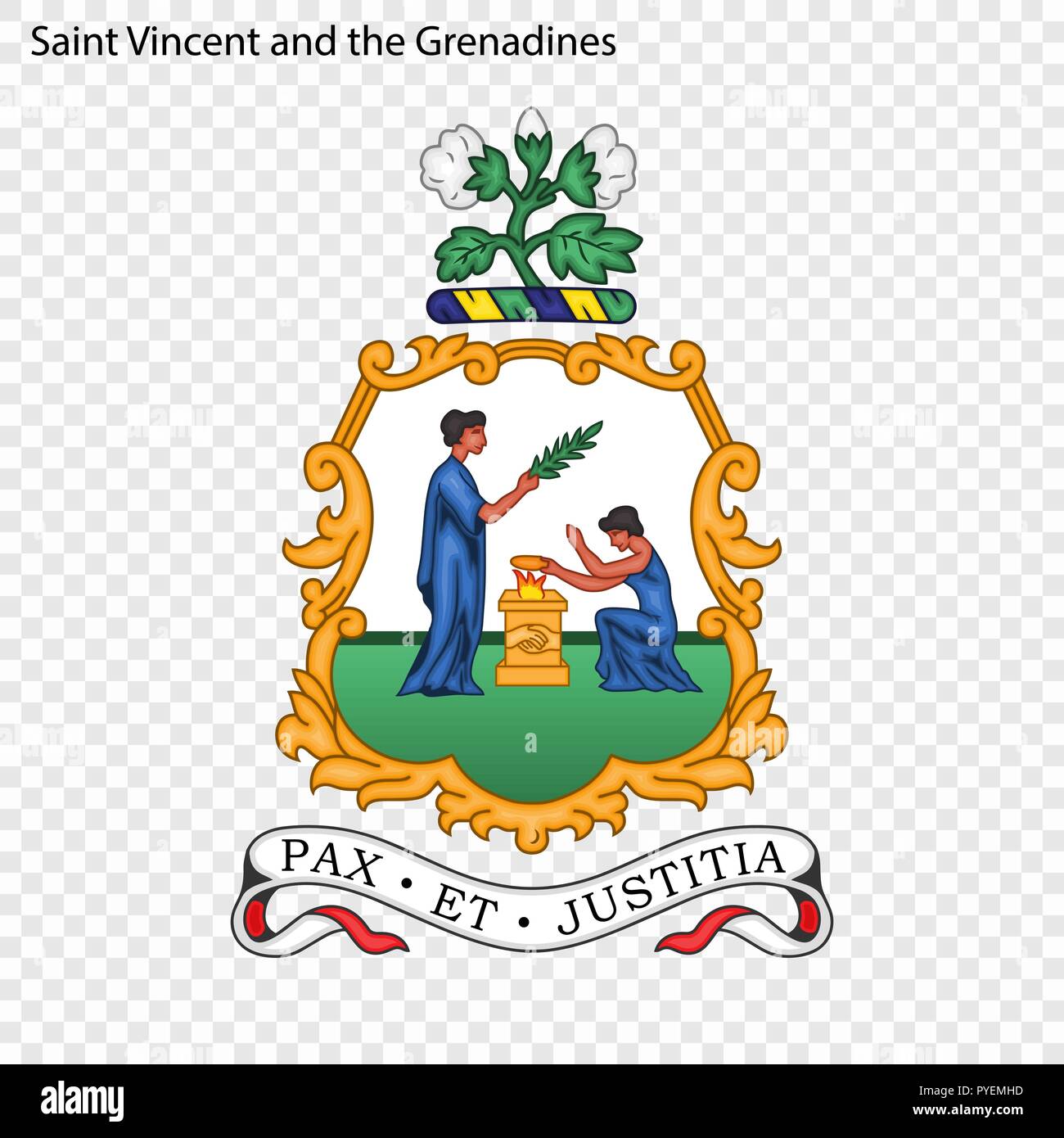 Symbol ofSaint Vincent and the Grenadines . National emblem Stock ...