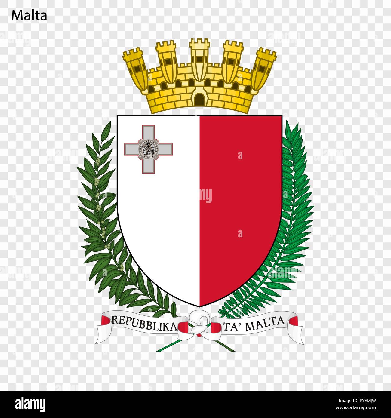 Maltas National Symbol Vector Set Of The Coat Of Arms And National...
