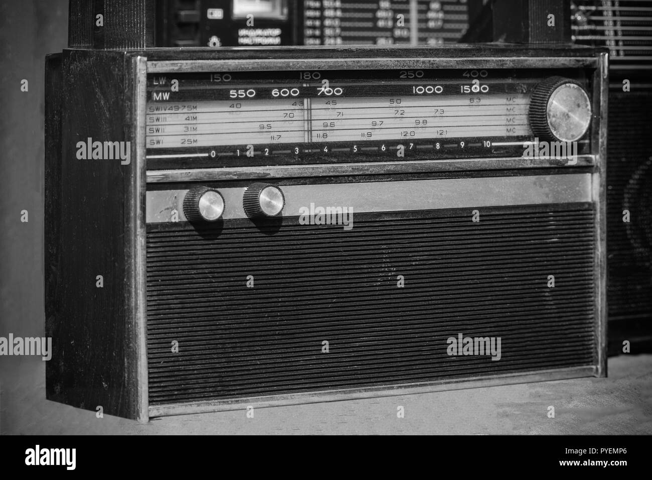Old radio with analog dial scale Stock Photo - Alamy