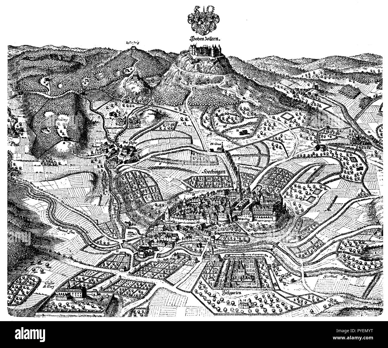 Hohenzollern Castle And Surroundings According To Merians Topography