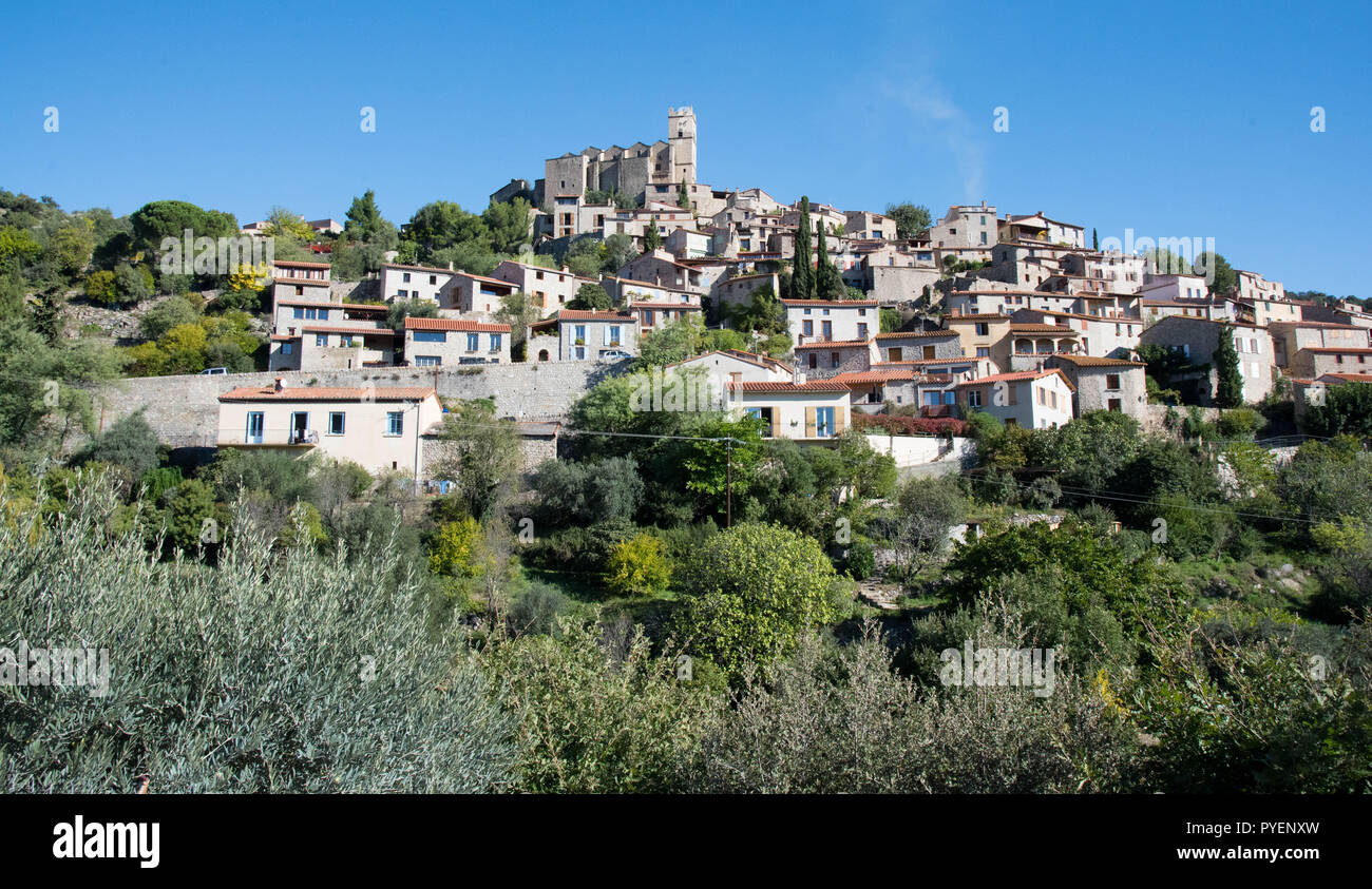 Beautiful village of Eus in the pyrenees mountains in France Stock ...